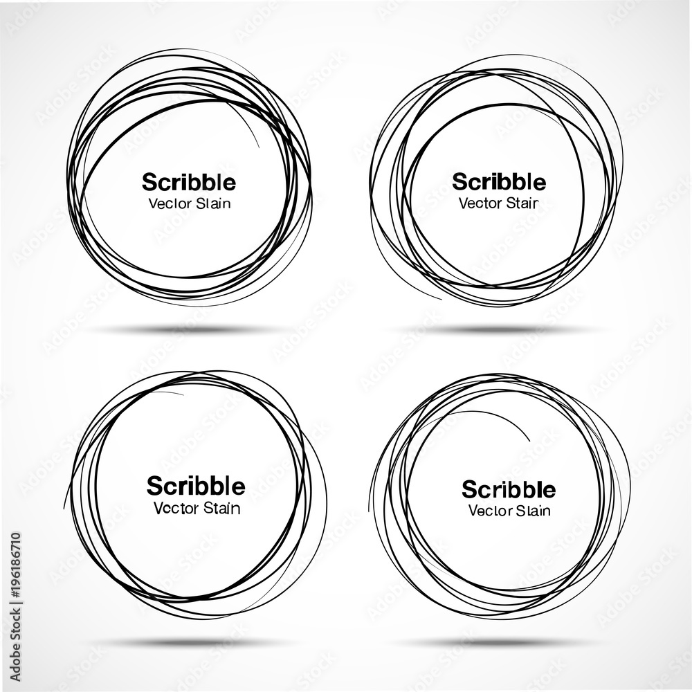 Set of vector hand drawn circles using sketch drawing scribble circle ...