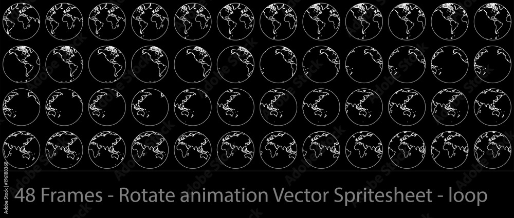 Obraz na płótnie Globe rotation animation sprite sheet loop animation ...