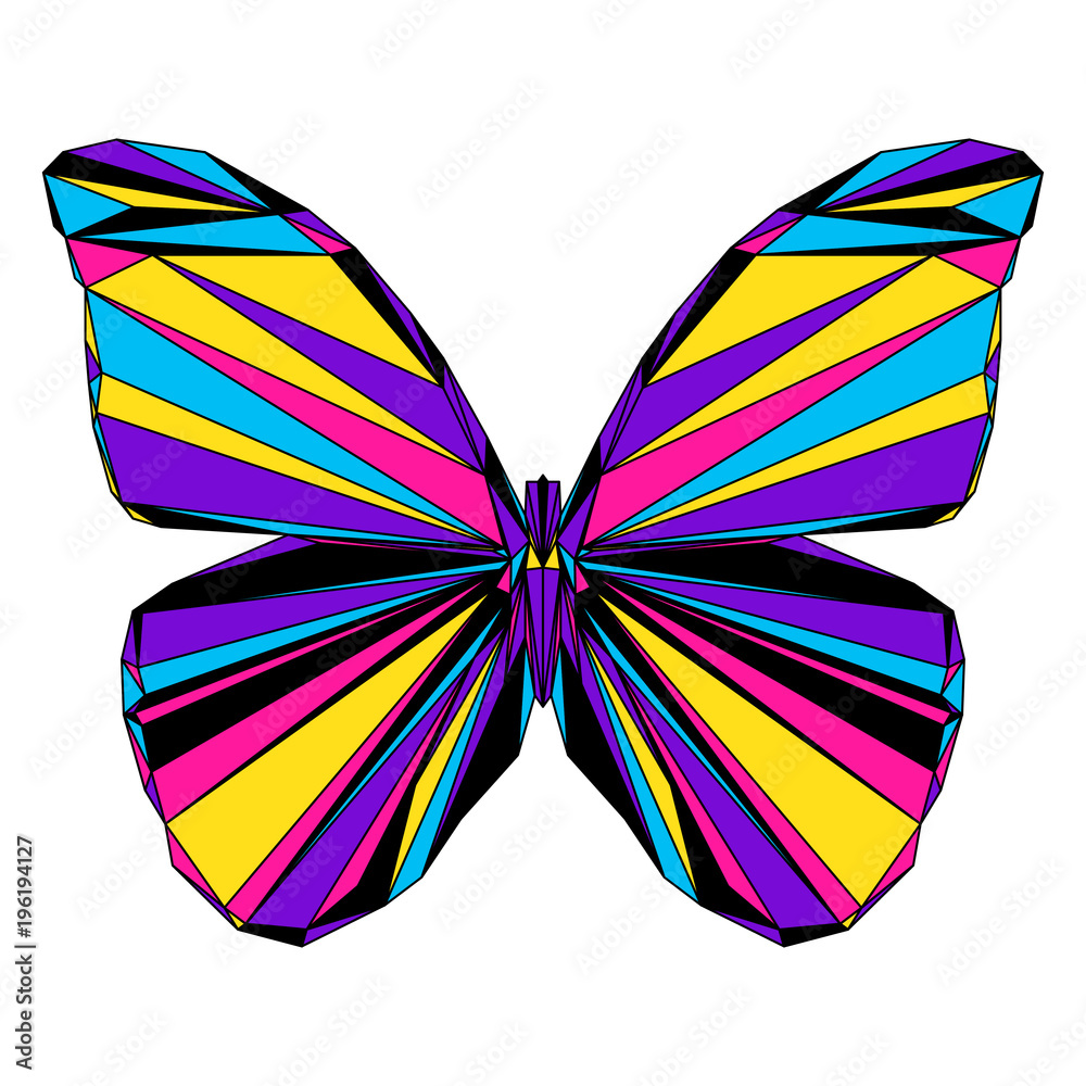 Abstract polygonal butterfly portrait. Modern low poly butterfly ...
