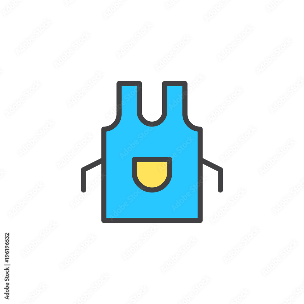 Apron filled outline icon, line vector sign, linear colorful pictogram ...