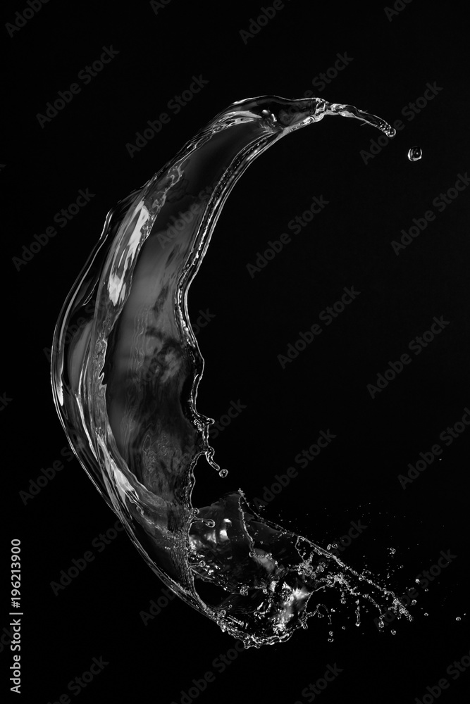 Clear, transparent water splash on black background Stock Photo | Adobe ...