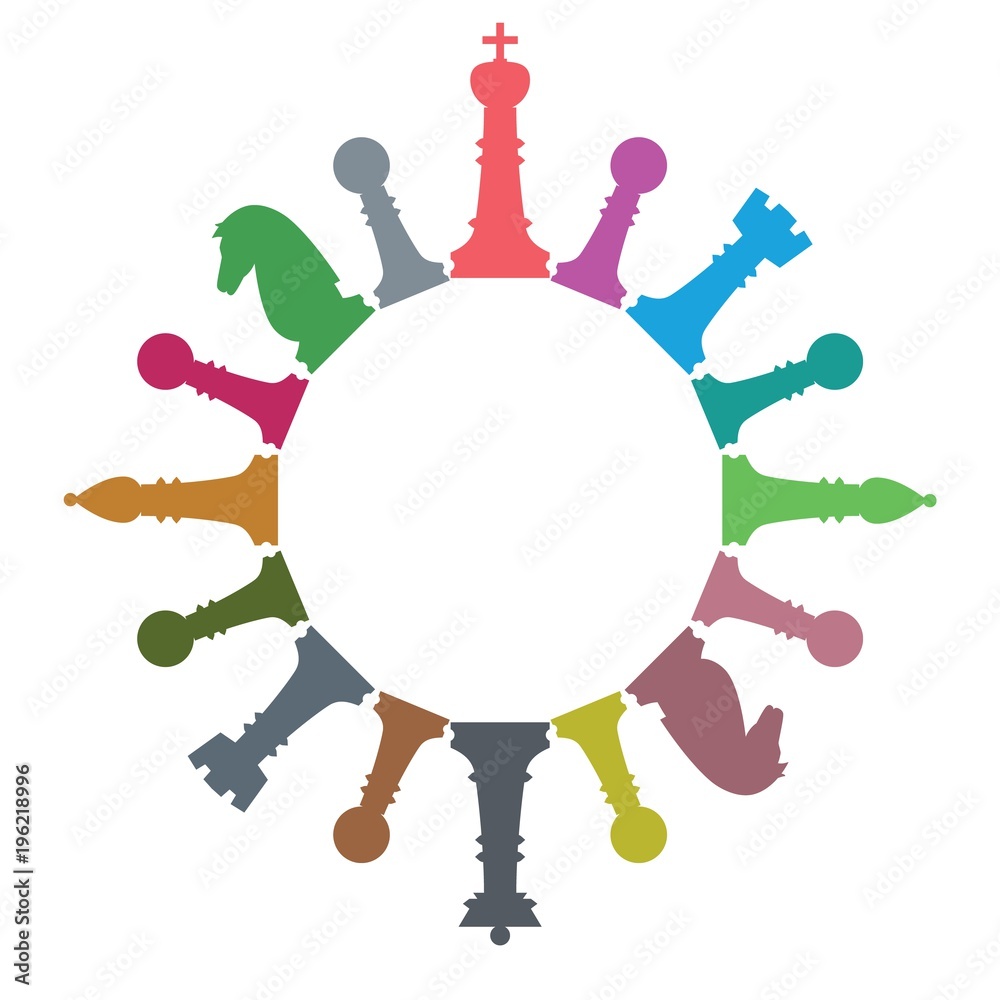 Set of chess figures. Chess elements collection. Flat style chess ...