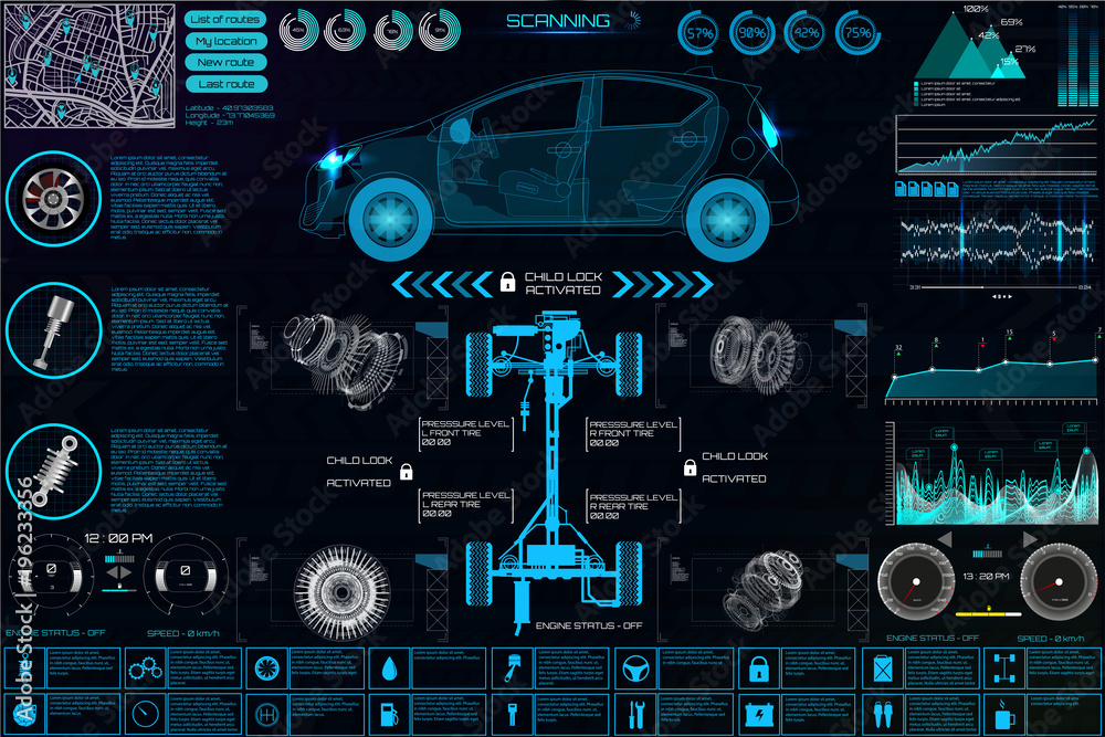 Auto mechanic car service and maintenance infographic elements with ...