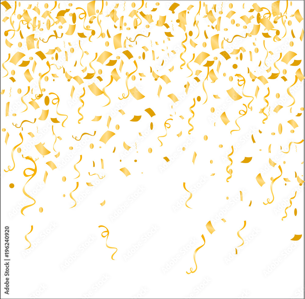 Vector illustration gold confetti isolated on white background ...