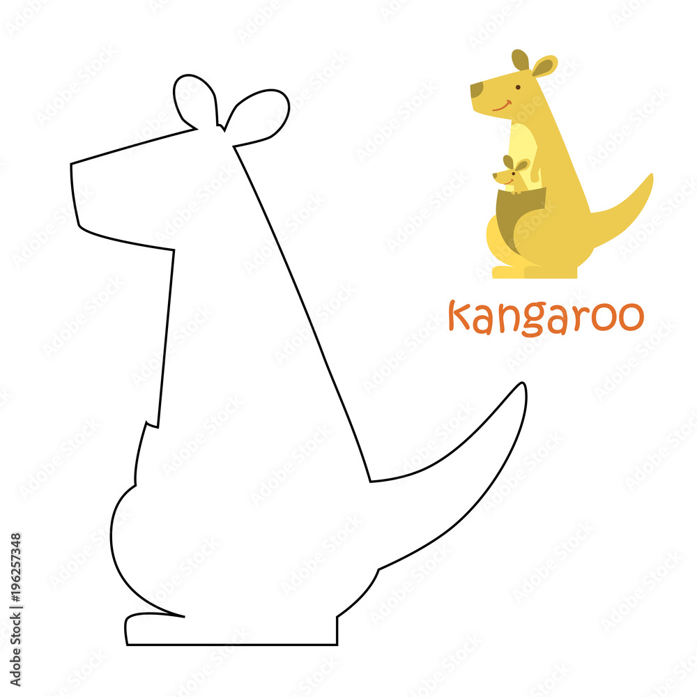 Kids coloring page - kangaroo Stock Illustration | Adobe Stock