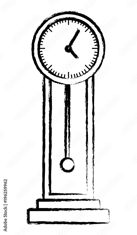sketch of antique clock icon over white background, vector illustration ...