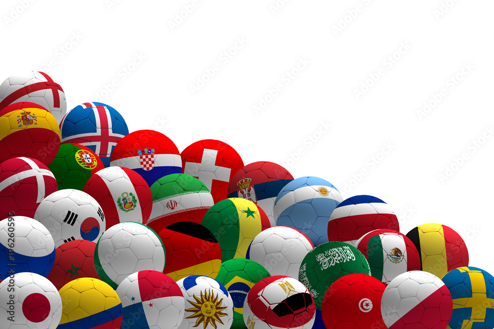 30 soccer football ball teams 3d rendering Stock Illustration | Adobe Stock