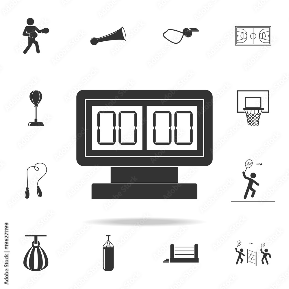 scoring board icon. Detailed set of athletes and accessories icons ...