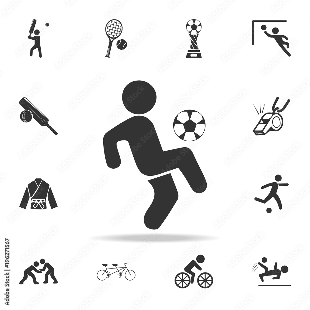 Soccer player with ball icon. Detailed set of athletes and accessories ...