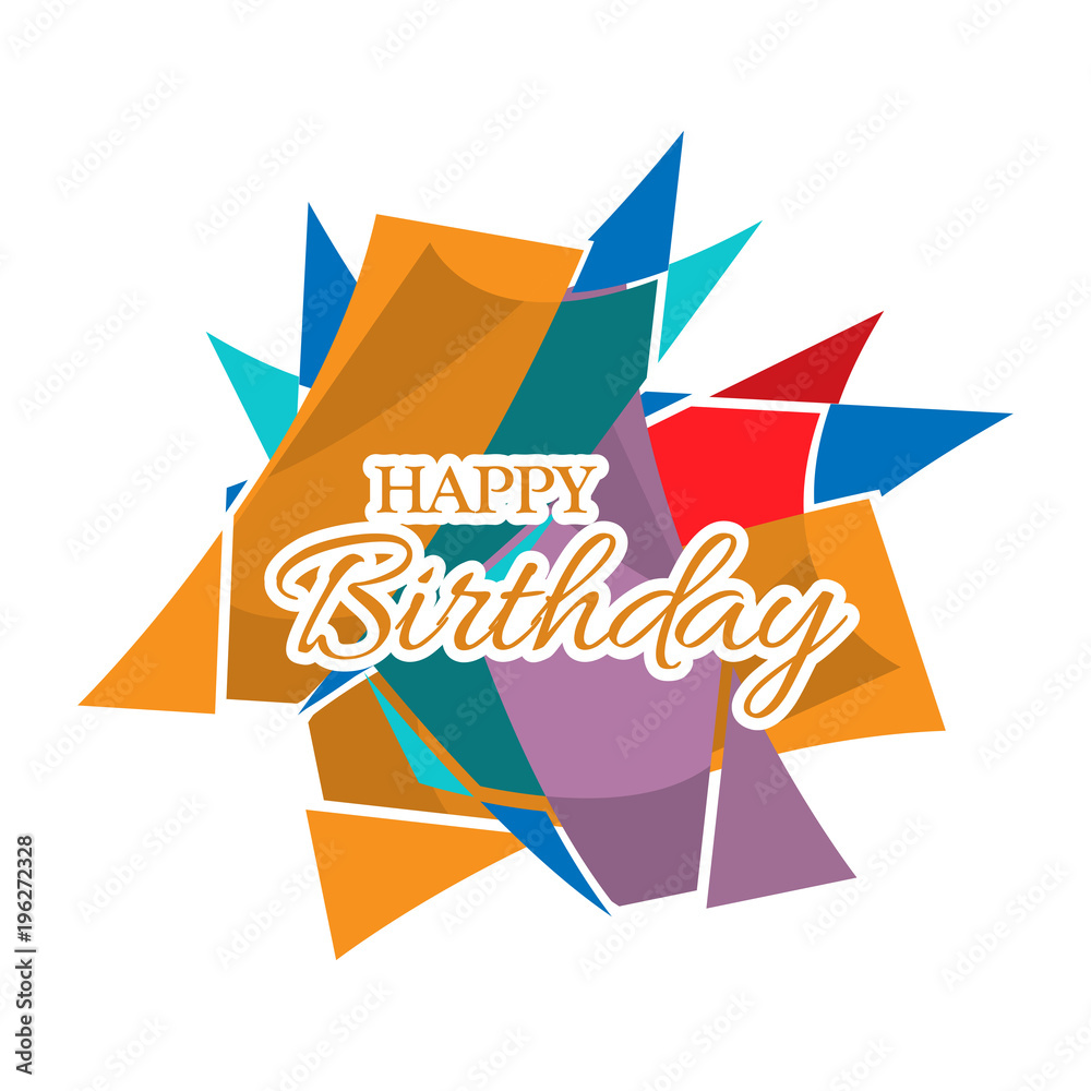 Happy birthday vector design with abstract colorful background Stock ...