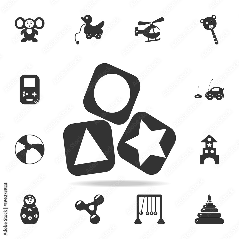 Wooden block building game icon. Detailed set of baby toys icons ...
