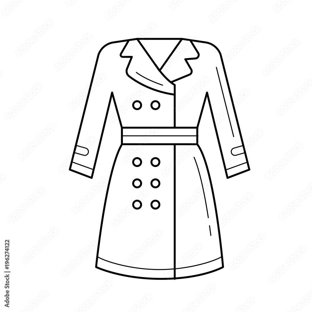 Coat vector line icon isolated on white background. Autumn female ...