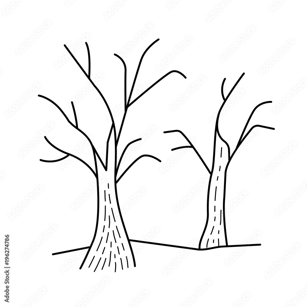 Dry trees vector line icon isolated on white background Stock Vector ...