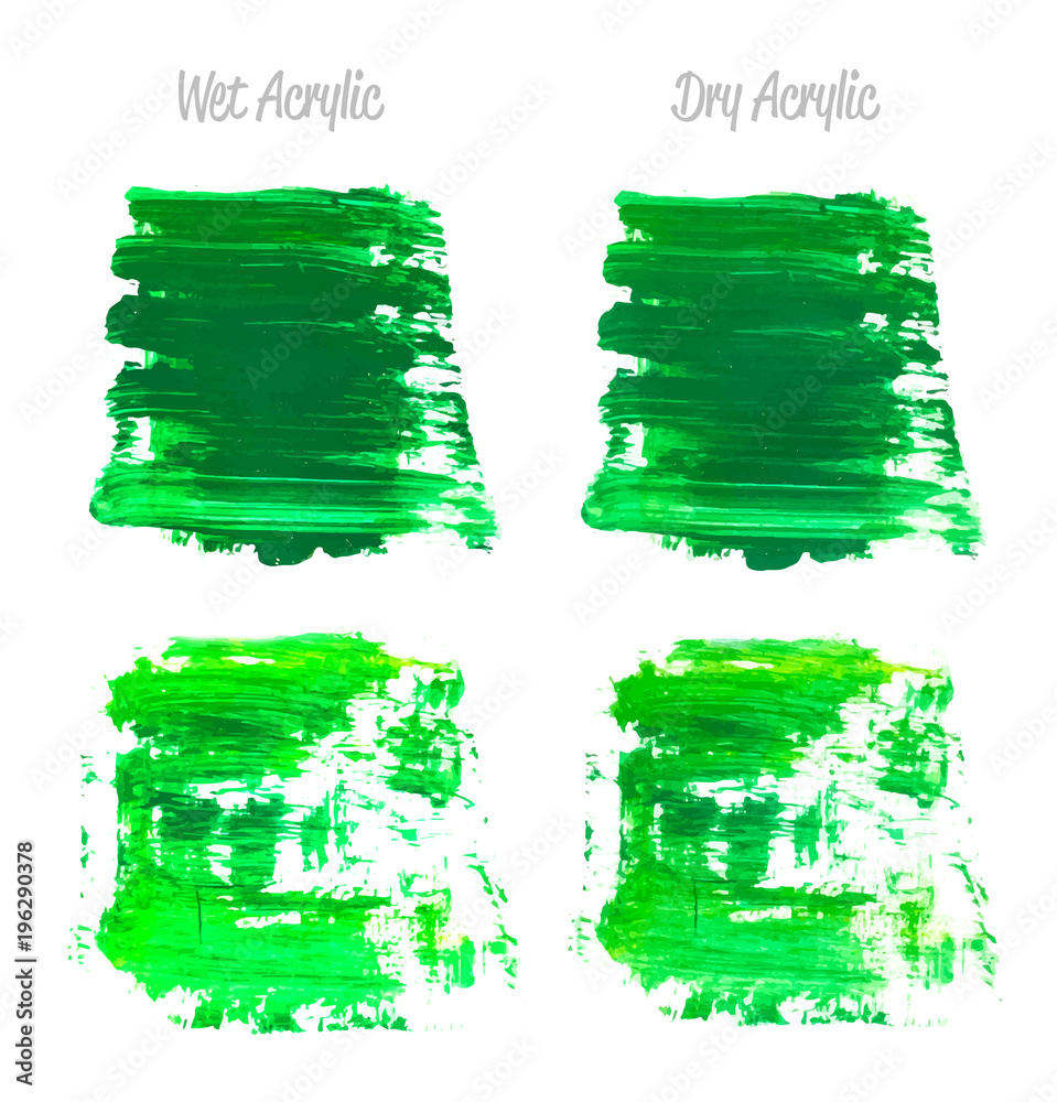 Vector green paint smear stroke stain set. Abstract acrylic textured ...