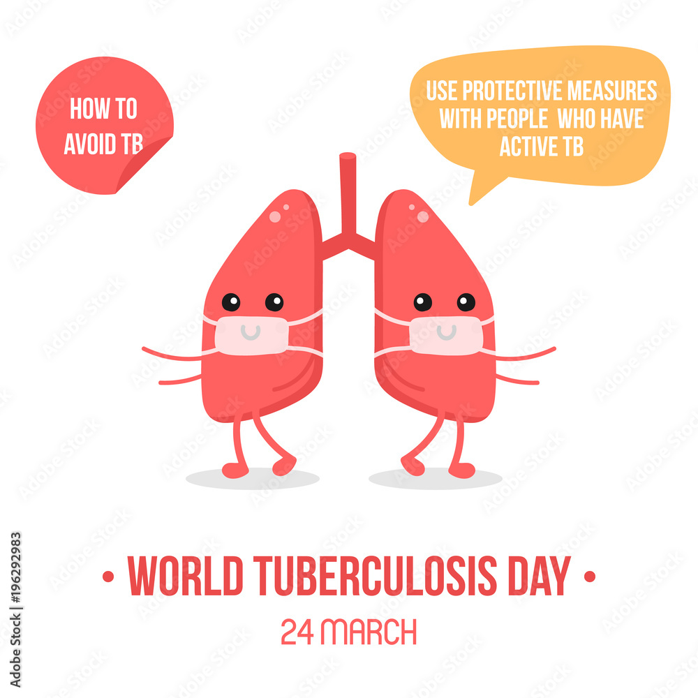 Vector illustration for world tuberculosis day with lungs characters ...