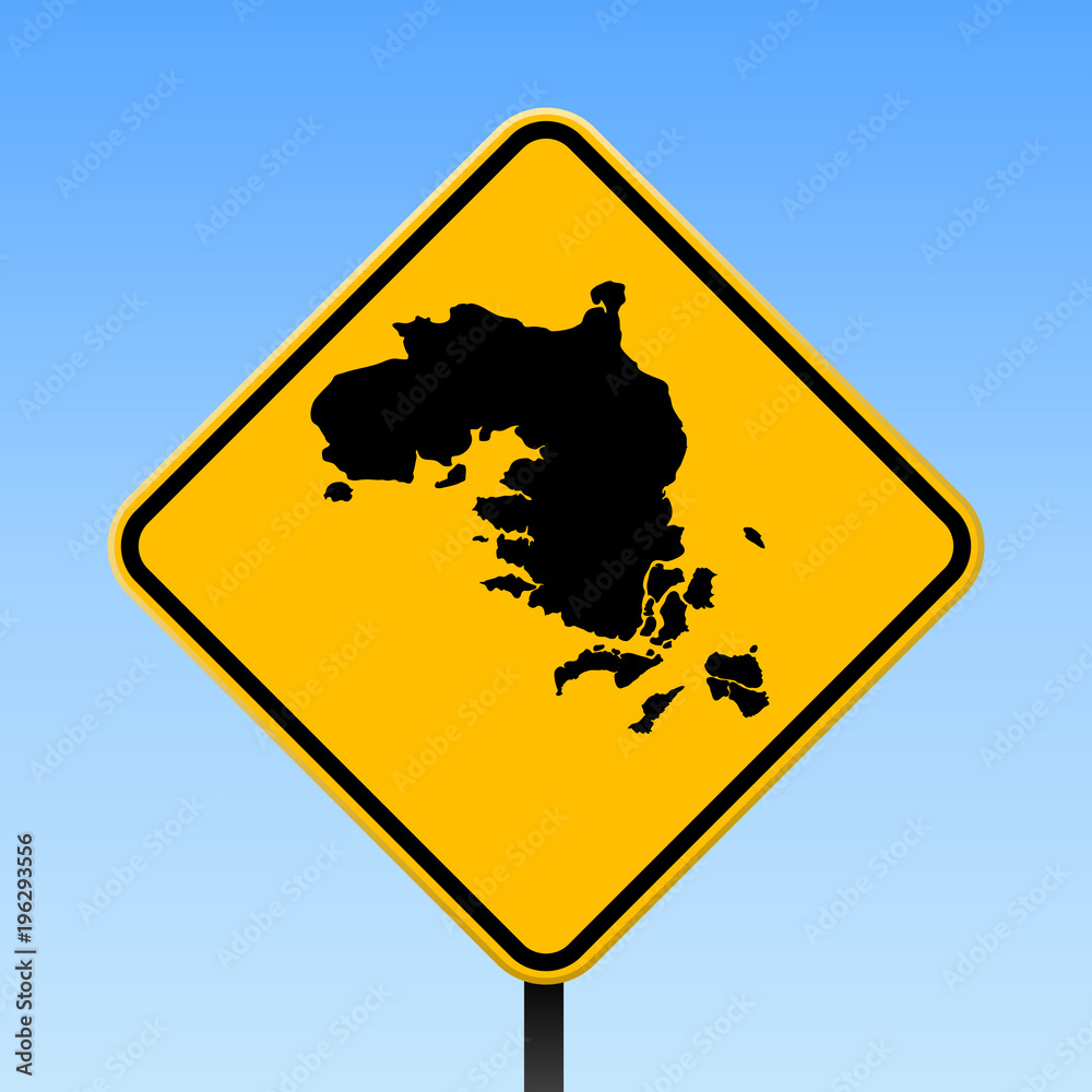 Bintan Island map on road sign. Square poster with Bintan Island island ...