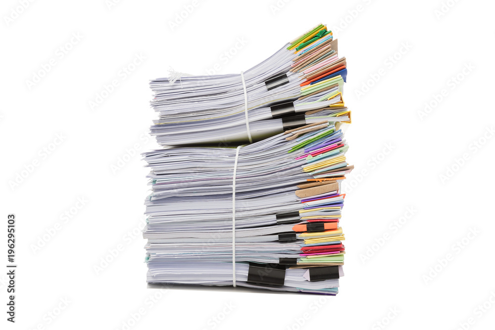 Stack of business document papers isolated on white background Stock ...