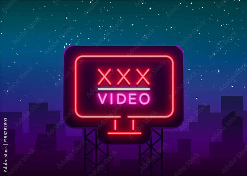 Adult adult night sign, neon sign logo, symbol. Vector illustration ...