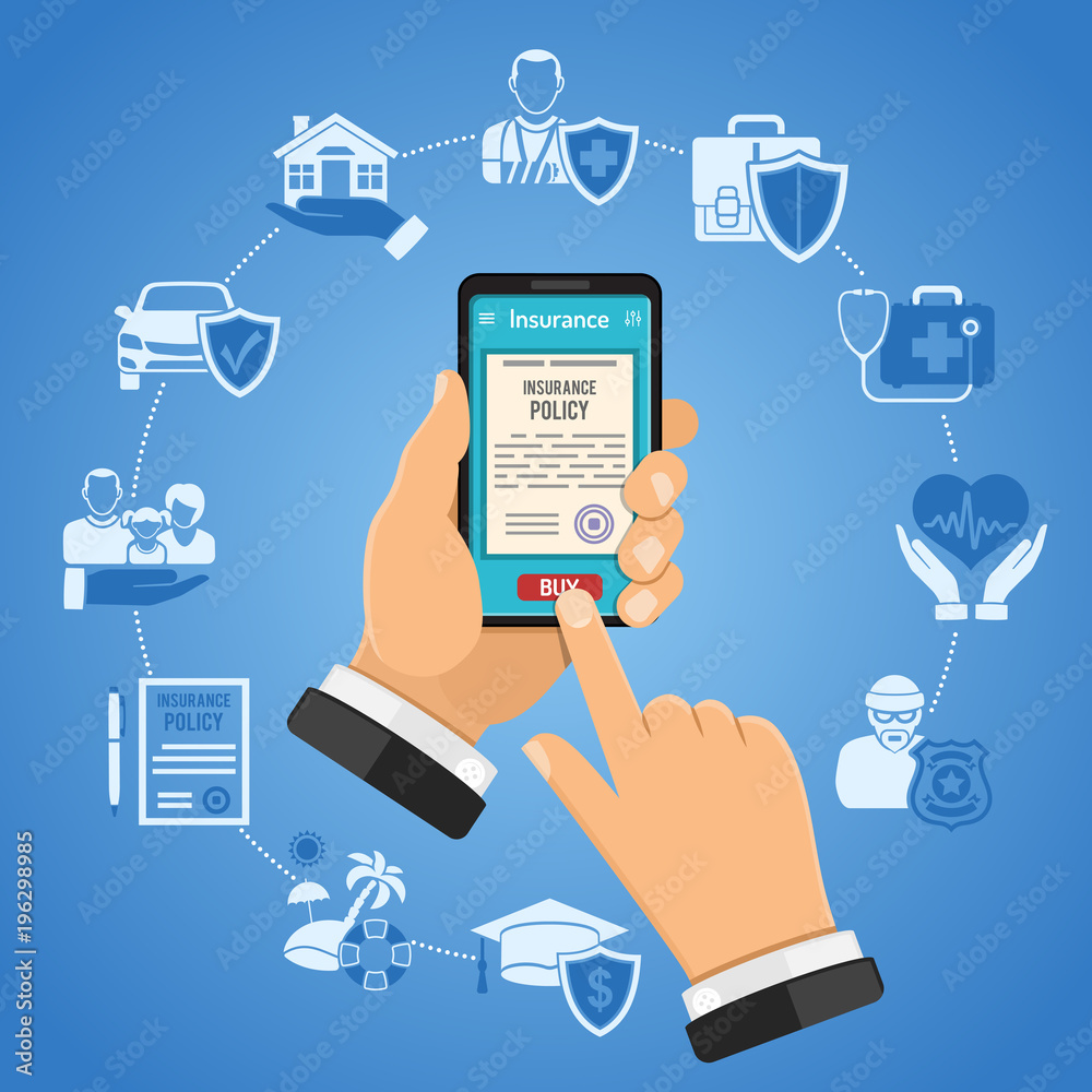 Online Insurance Services Concept Stock-Vektorgrafik | Adobe Stock