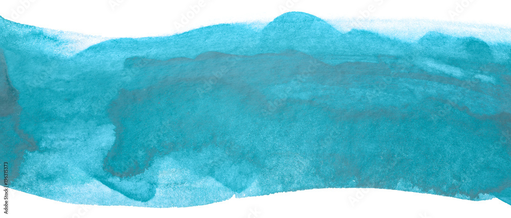 Blue watercolor hand drawn paper texture isolated strokes stain on ...