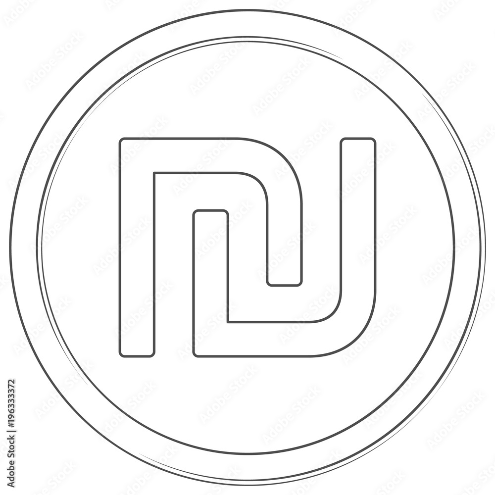 Vector shekel sign. Lineart icon. Thin line illustration on white ...