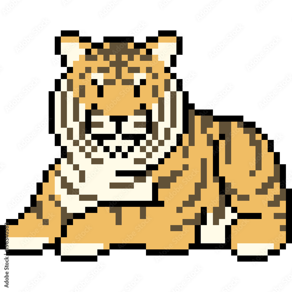 vector pixel art tiger Stock Vector | Adobe Stock