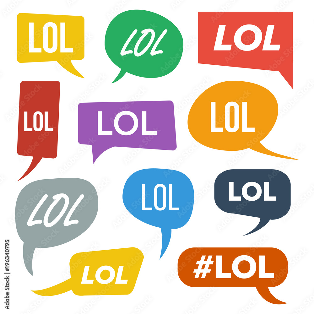 Lol Speech Bubbles Vector. Fun Symbol. Emotion. Facial Expression ...