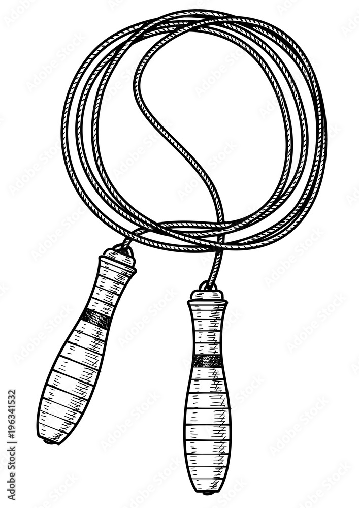 Skipping rope illustration, drawing, engraving, ink, line art, vector ...