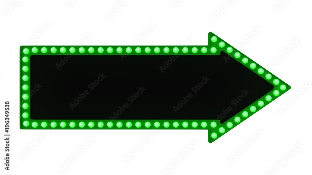 Green Marquee light board sign retro on white background. 3d rendering ...