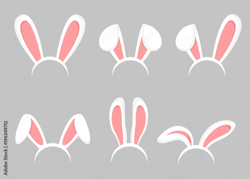 Vector illustration set of Easter bunny cartoon ears. Animal bunny ...