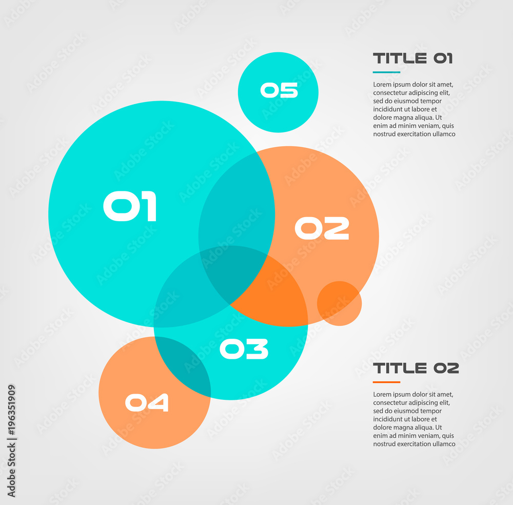 Bubble chart with elements venn diagram infographics for three circle ...