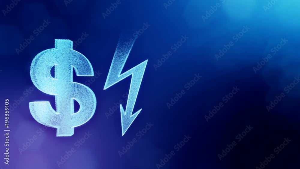 dollar sign and emblem of lighting bolt. Finance background of luminous ...