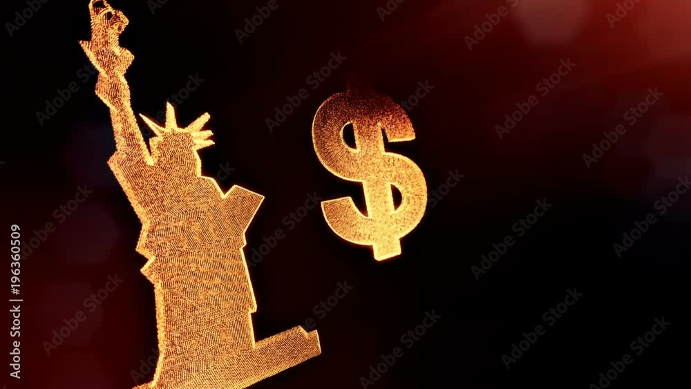 dollar sign and emblem of The Statue of Liberty. Finance background of ...