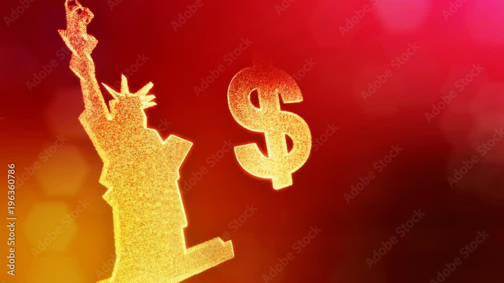 dollar sign and emblem of The Statue of Liberty. Finance background of ...