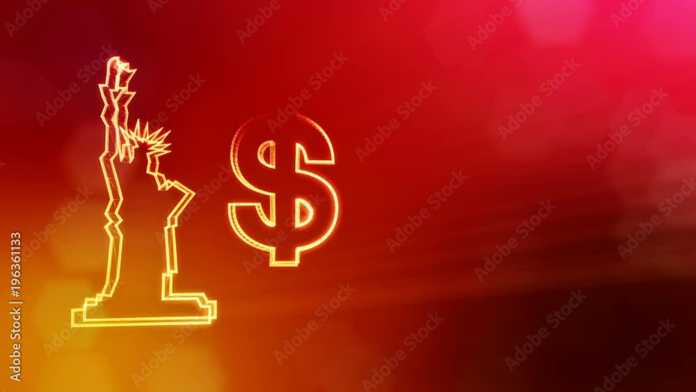 dollar sign and emblem of The Statue of Liberty. Finance background of ...