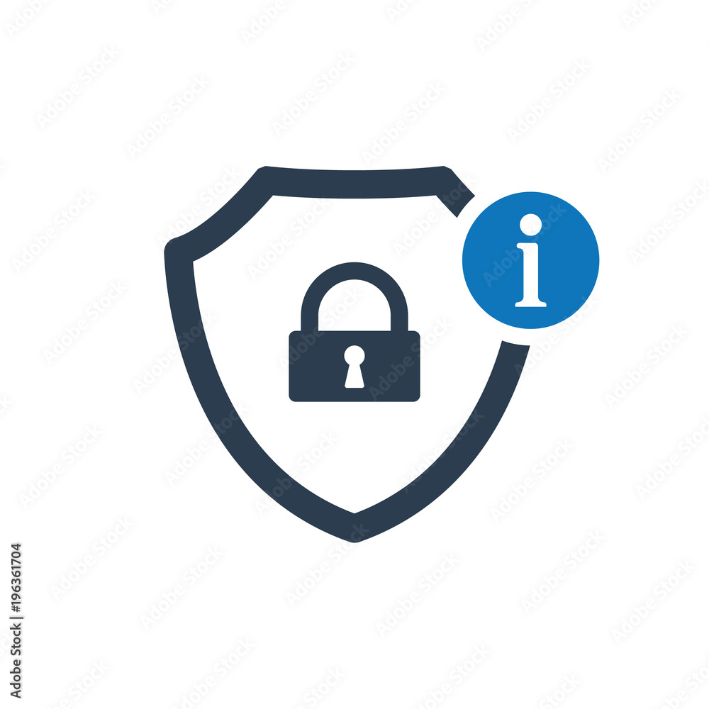 Security icon with information sign. Security icon and about, faq, help ...