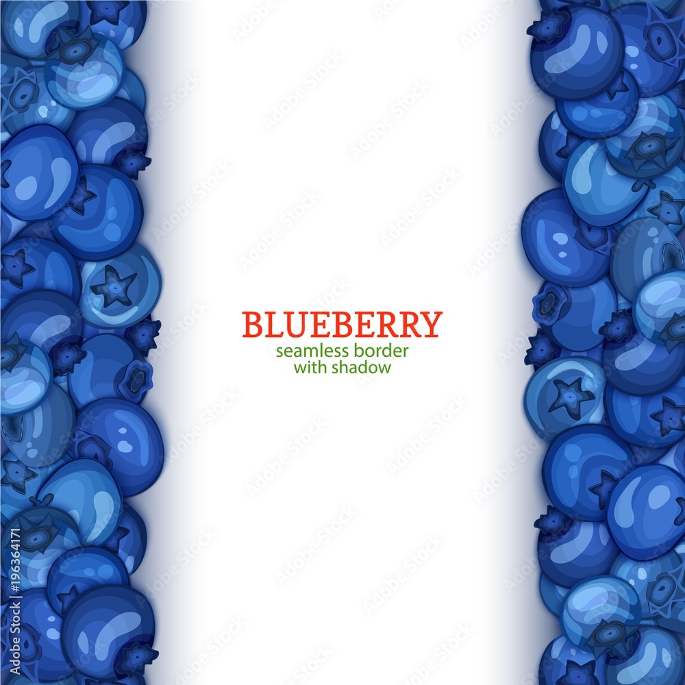 Ripe blueberry fruit vertical seamless borders. Vector illustration ...