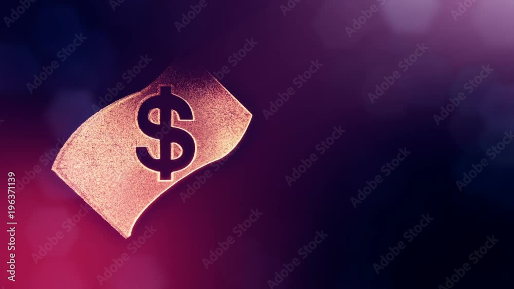 dollar sign in emblem of banknote. Finance background of luminous ...