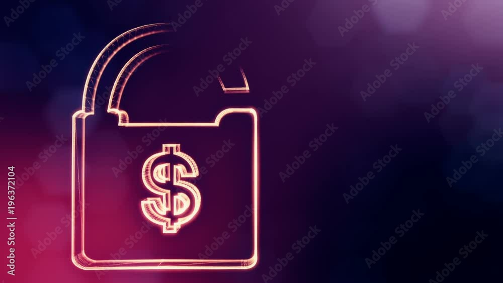 dollar sign in emblem of a lock. Finance background of luminous ...