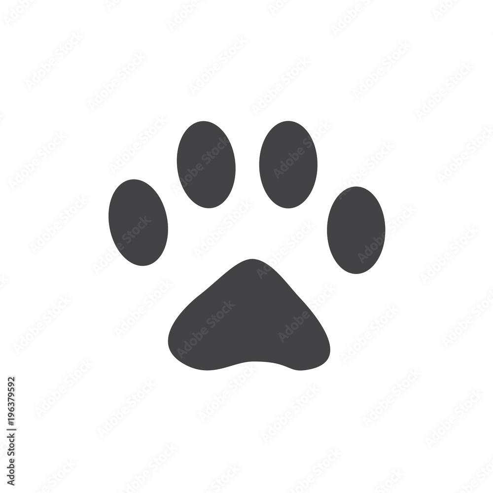 Vector illustration. Cat Paw Prints Logo. Black on White background ...