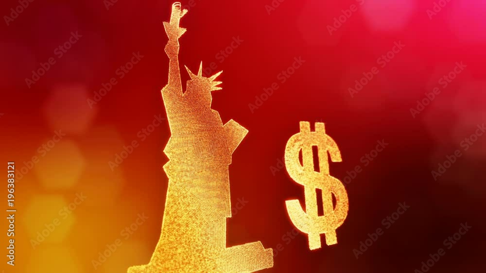 dollar sign and emblem of The Statue of Liberty. Finance background of ...