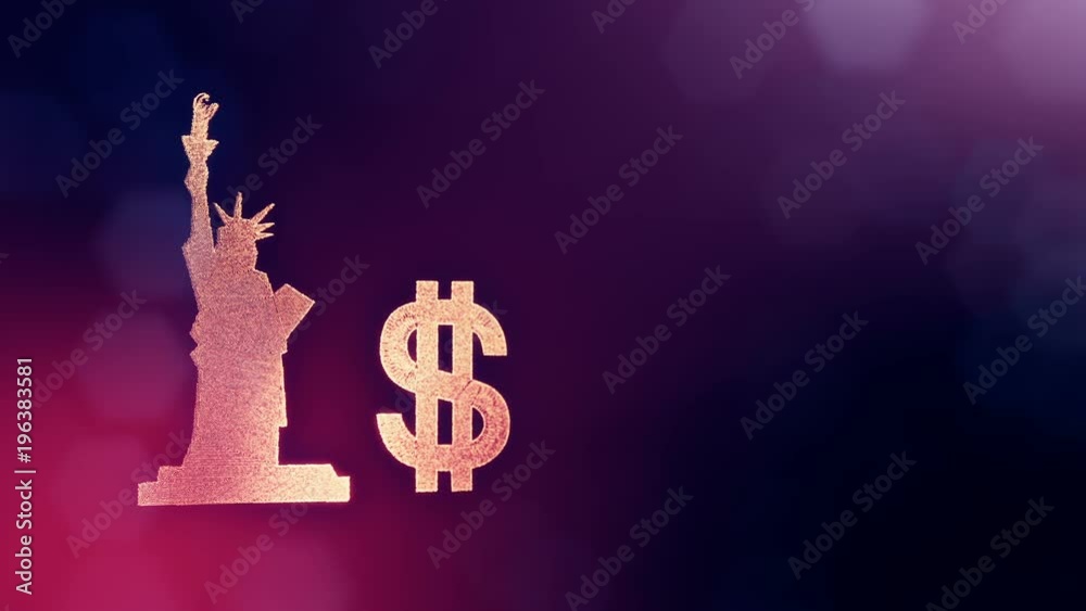 dollar sign and emblem of The Statue of Liberty. Finance background of ...