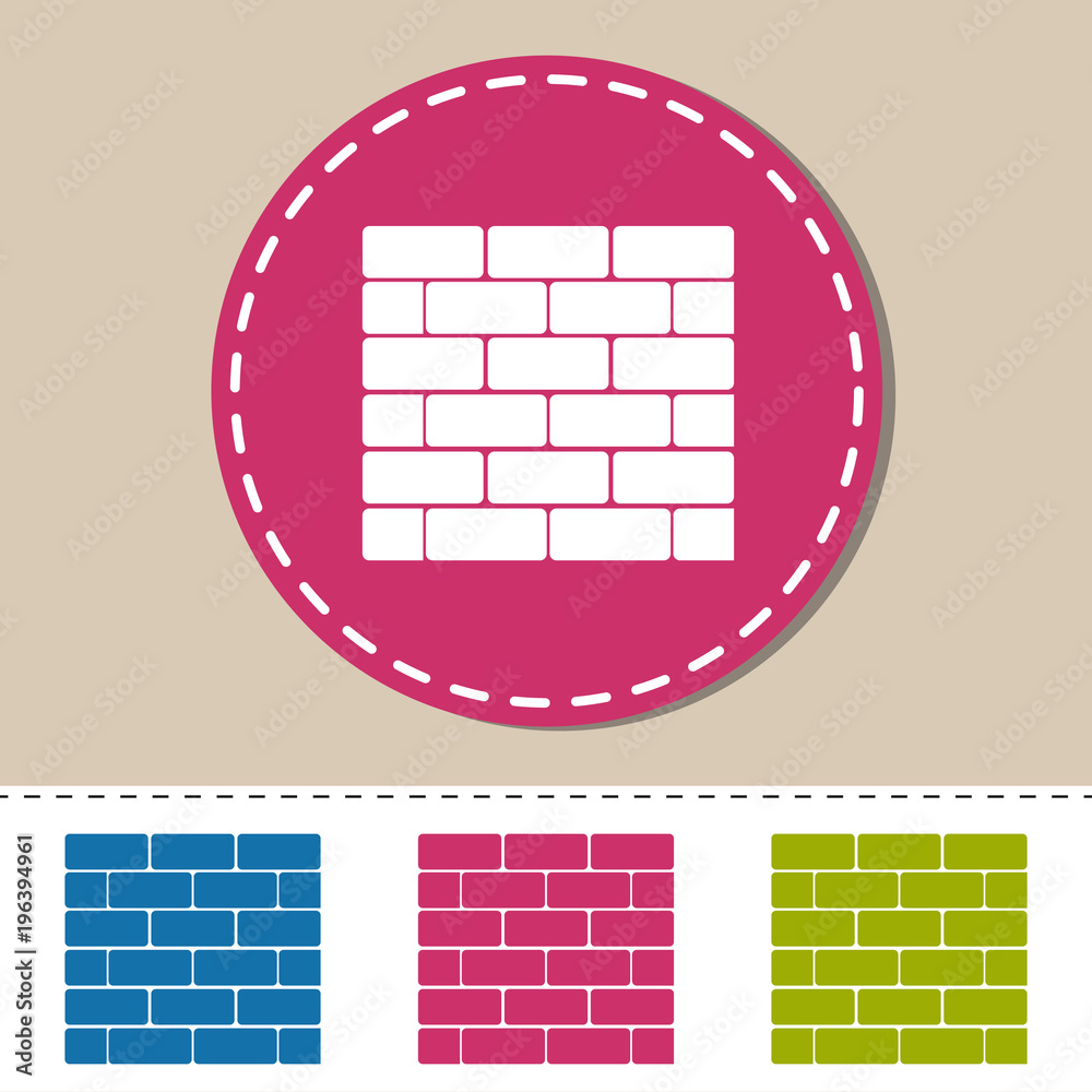 Ziegelwand Piktogramm Collection - Farbliches Vektoren Set ...