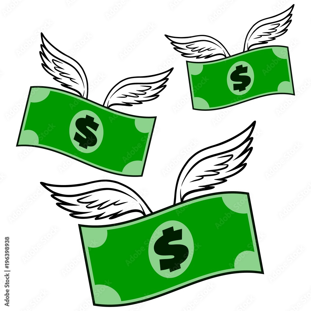 Flying Money - A vector cartoon illustration of a Flying Money concept ...