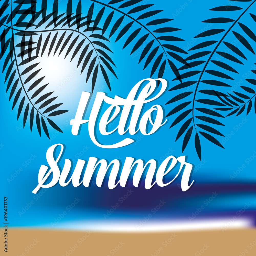 Summer calling poster on tropical beach background eps Stock Vector ...