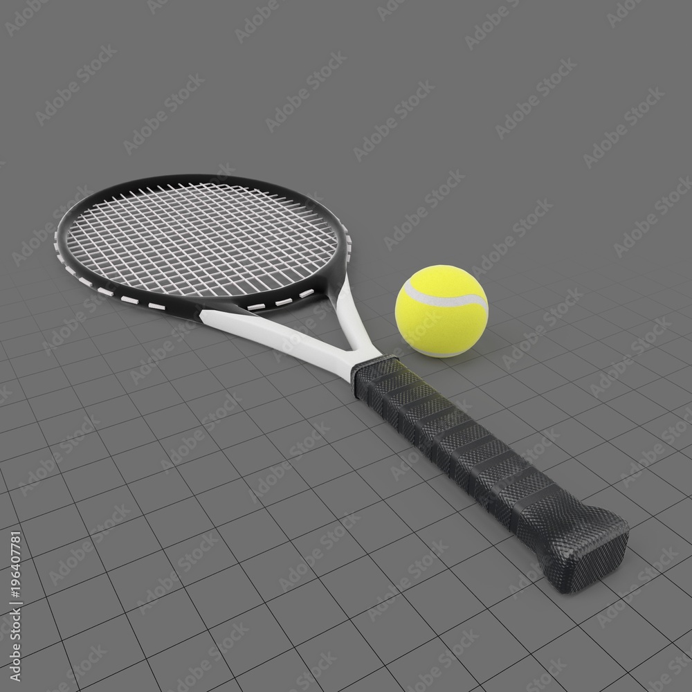 Tennis Ball And Racket Set Stock 3D asset | Adobe Stock