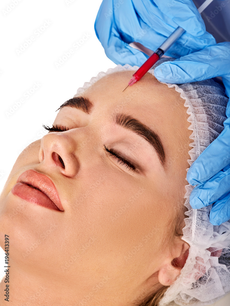 Filler injection for female forehead face. Plastic aesthetic facial ...