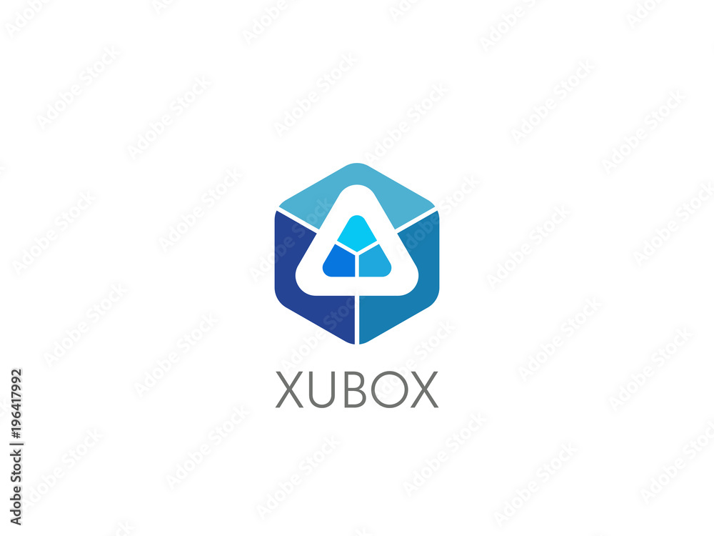 abstract geometric triangle in hexagonal cube box logo icon for ...
