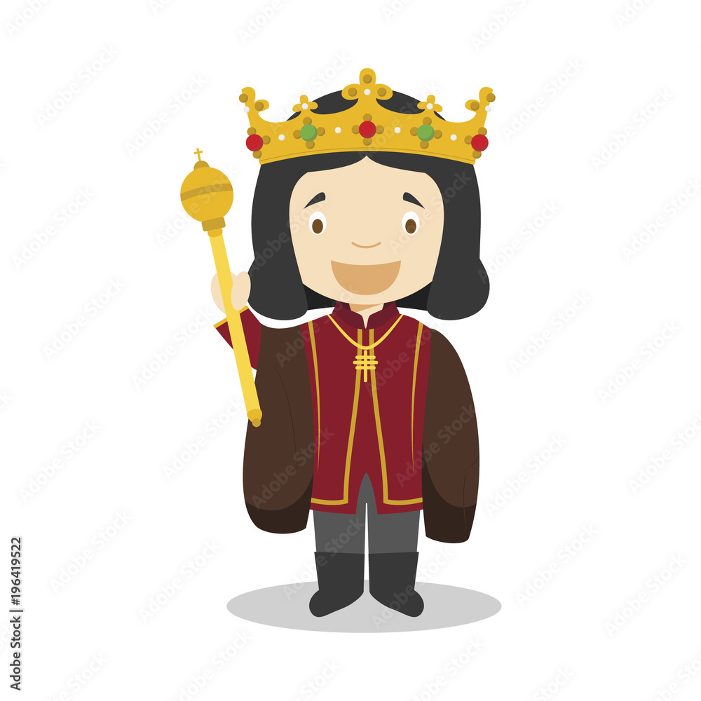 Ferdinand II of Aragon (The Catholic) cartoon character. Vector ...