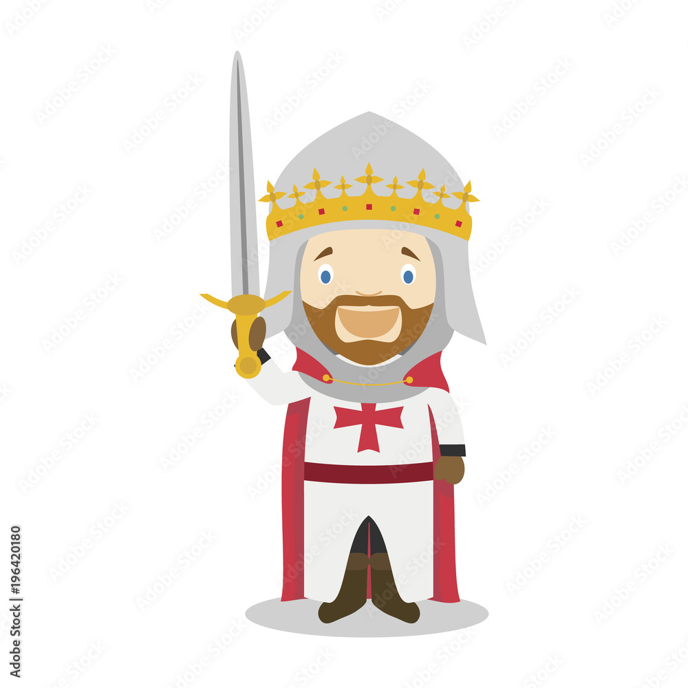 Richard I of England The Lionheart cartoon character. Vector ...